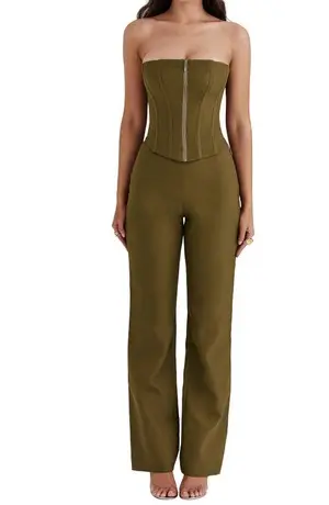 MISTRESS ROCKS Mistress Rocks Strapless Corset Jumpsuit Khaki