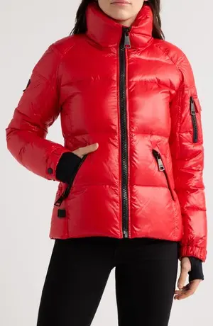 Sam. Freestyle Water Resistant Down Puffer Coat - Cherry