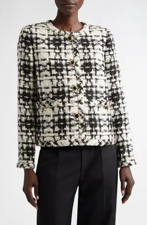 St. John Metallic Wool-blend Tweed Jacket
