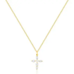 Ef Collection Diamond Cross Pendant Necklace - Yellow Gold
