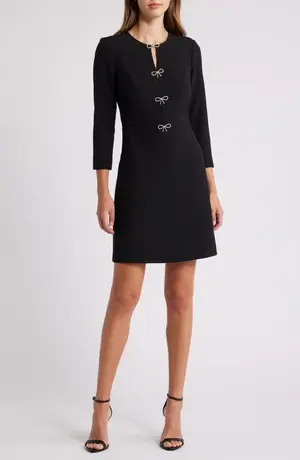 Eliza J Bow Embellished A-line Dress - Black