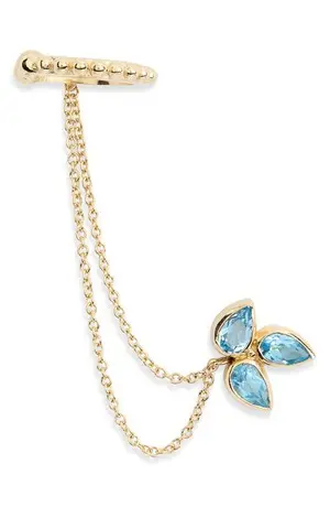 Anzie Bouquet Topaz Cuff & Stud Chain Earring - Blue