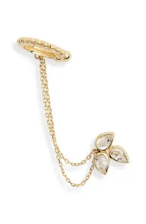 Anzie Bouquet Topaz Cuff & Stud Chain Earring - Yellow Gold