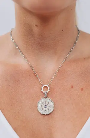Anzie Deco Moonstone Medallion Pendant Necklace