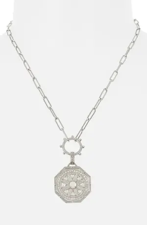 Anzie Deco Moonstone Medallion Pendant Necklace