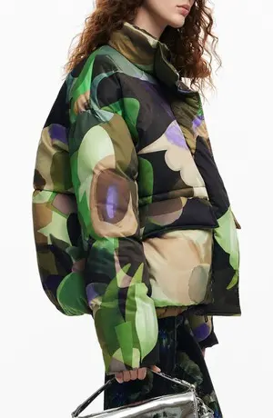 Desigual Lacroiz Aalborg Abstract Print Puffer Jacket