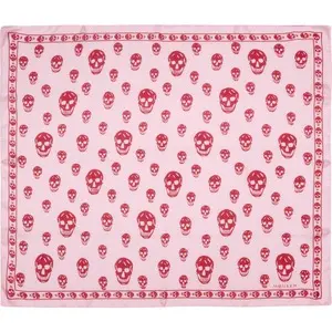 Alexander McQueen Skull Print Silk Scarf - Powder Pink/raspberr