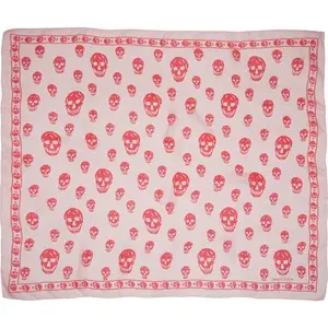 Alexander McQueen Skull Print Silk Scarf - Rose/ Red