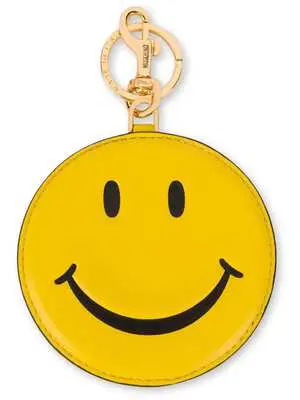 Moschino Smiley-face Leather Keychain - Yellow
