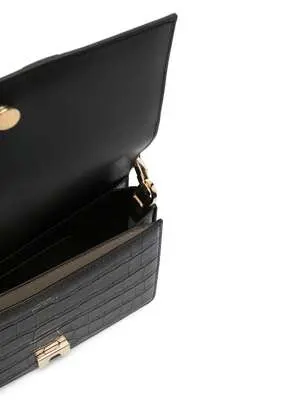 TOTEME Mini T-flap Croc-embossed Bag - Brown