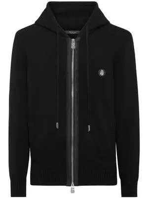 BILLIONAIRE Knitted Wool Hoodie - Black