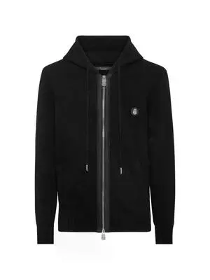 BILLIONAIRE Knitted Wool Hoodie With Satin Trim