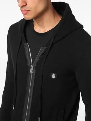 BILLIONAIRE Knitted Wool Hoodie - Black