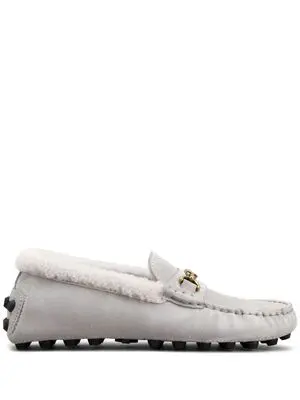TOD'S Logo-plaque Suede Loafers