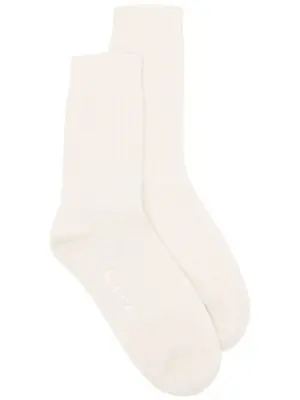 N.peal Ribbed Cashmere Socks - Neutrals