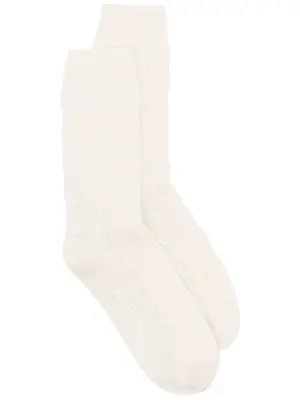 N.peal Cable-knit Cashmere Socks - Neutrals