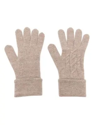 N.peal Cable Knit Gloves - Neutrals