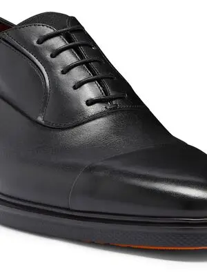 Santoni Leather Oxford Shoes - Black