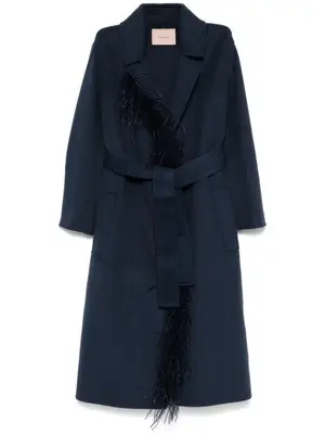 TWINSET Feather-trim Wool-blend Coat