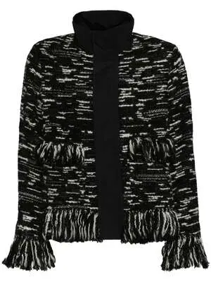 Sacai Fringed-edge Knitted Jacket - Black