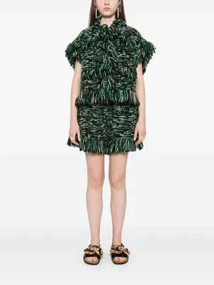 Sacai Fringed-edge Knitted Shorts - Green