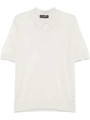 Dolce & Gabbana Fine-knit Polo Shirt - White
