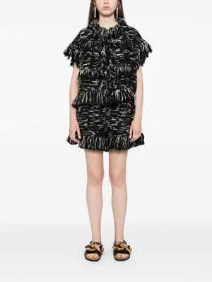 Sacai Fringed-edge Knitted Shorts - Black