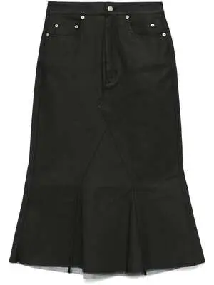 Rick Owens Coated Flared Midi Skirt