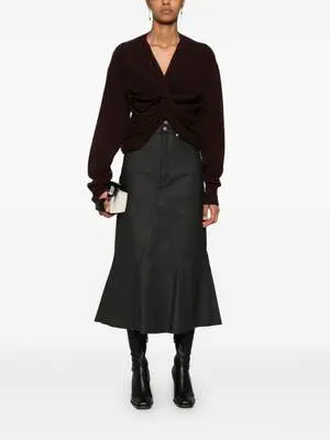 Rick Owens Coated Flared Midi Skirt
