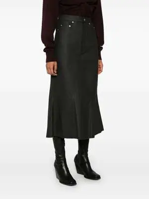 Rick Owens Coated Flared Midi Skirt