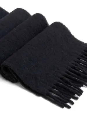 Marni Brushed Alpaca-blend Scarf With Fringes - Black