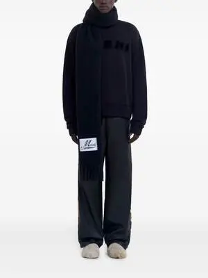 Marni Brushed Alpaca-blend Scarf With Fringes - Black