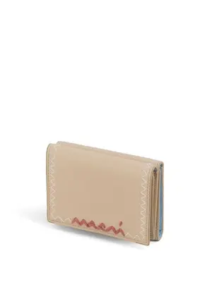 Marni Leather Trifold Wallet With Logo - Neutrals