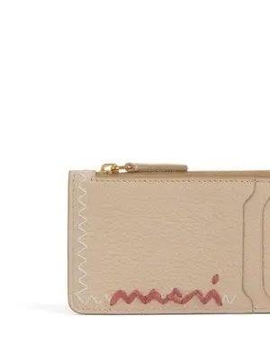 Marni Logo-embroidered Wallet - Neutrals