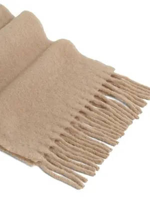 Marni Brushed Alpaca-blend Scarf With Fringes - Neutrals