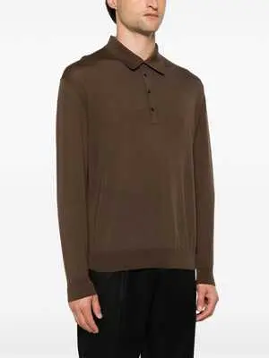 D4.0 Fine-knit Polo Shirt - Brown