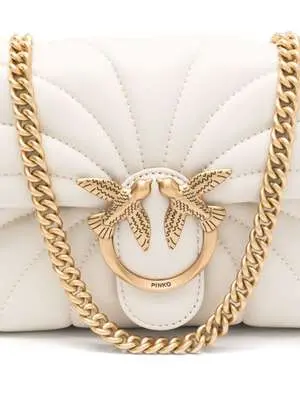 Pinko Love Bag Puff Butterfly Mini Nappa Leather Crossbody Bag - White