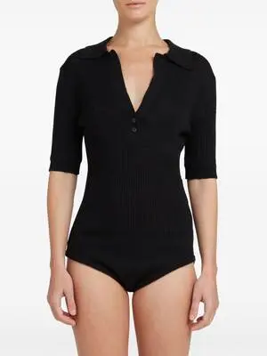 Cashmere In Love Crochet Knit Bodysuit - Black