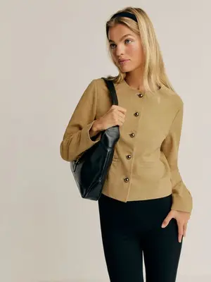 REFORMATION Veda Reed Leather Jacket - Natural