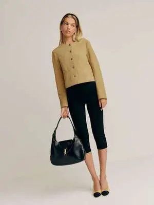 REFORMATION Veda Reed Leather Jacket - Natural