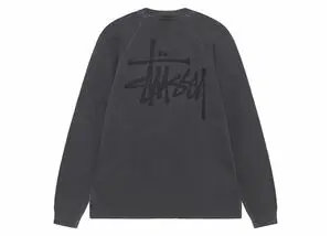 StÜssy Raglan Thermal Long Sleeve Crew - Washed Black