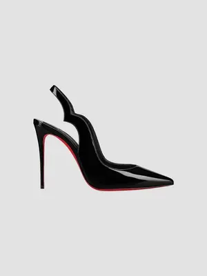 CHRISTIAN LOUBOUTIN Hot Chick Patent Leather 100mm Slingback Pumps - Black