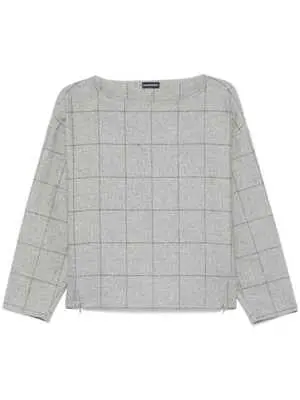 Emporio Armani Checked Boat-neck Sweater