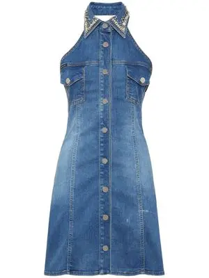 Philipp Plein Crystal-embellished Denim Mini Dress