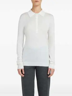Cashmere In Love Lightweight Cashmere Polo Shirt - White