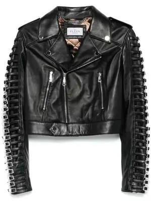 Philipp Plein Crystal-buckle Biker Jacket - Black