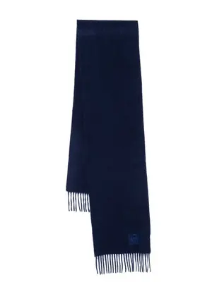 Paul Smith Logo-embroidered Cashmere Scarf - Blue