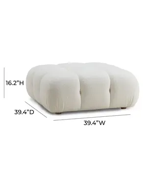 TOV FURNITURE Calliope Faux Shearling Modular Ottoman - Cream