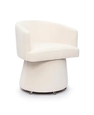 TOV FURNITURE Kristen Upcycled Chenille Rolling Desk Chair - Cream