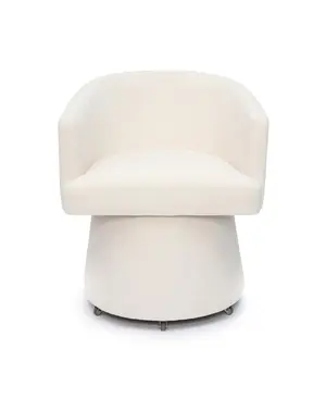 TOV FURNITURE Kristen Upcycled Chenille Rolling Desk Chair - Cream